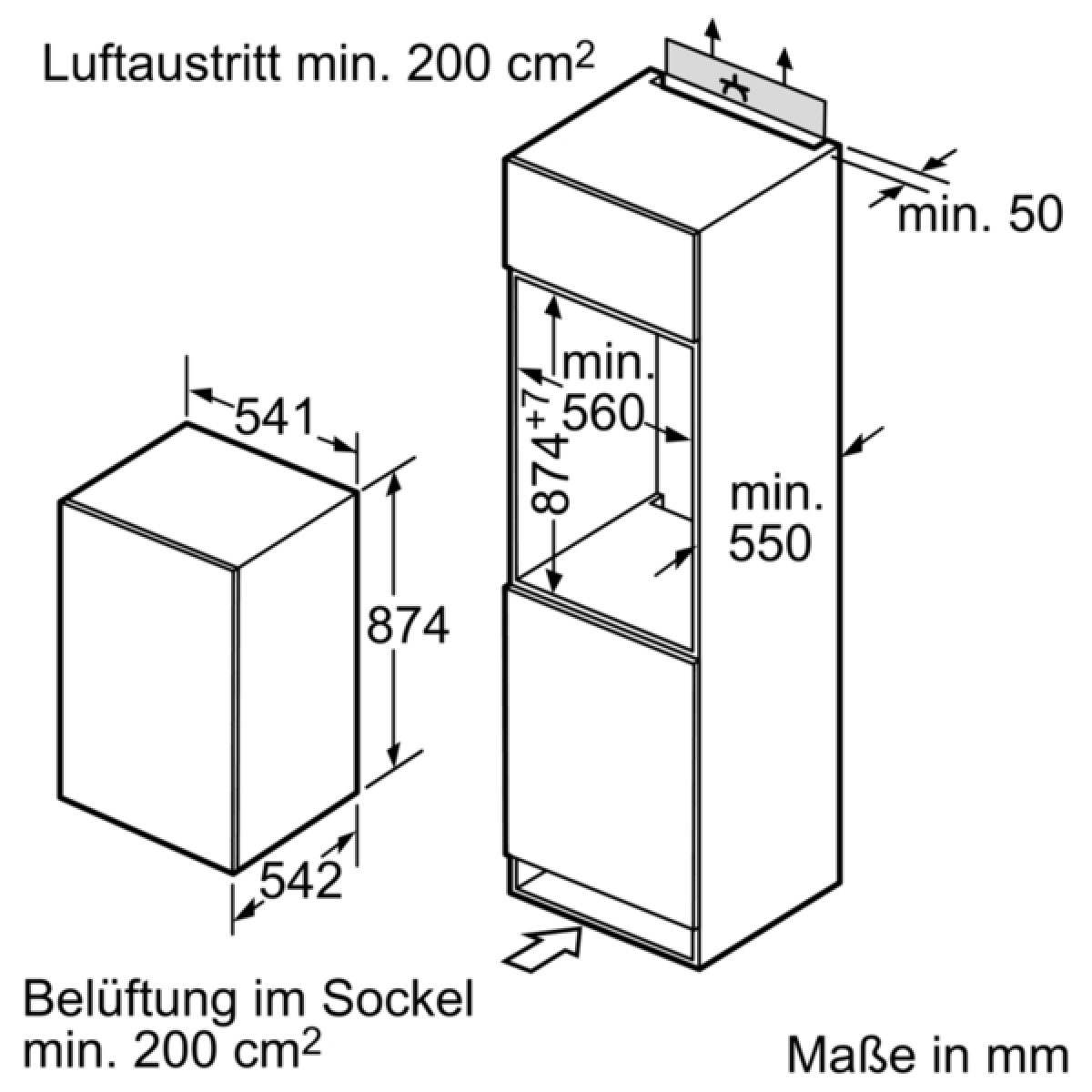 Einbaukuhlschrank 88 Cm